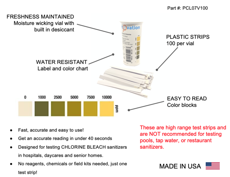 Extra High-Level Chlorine Test Strips, 0-10,000 ppm