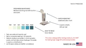 Hydrogen Peroxide H2O2 Test Strips, Low Level, 0-100 ppm