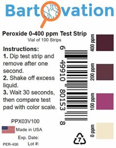 Peroxide Test Strips, 0-400 ppm | Bartovation