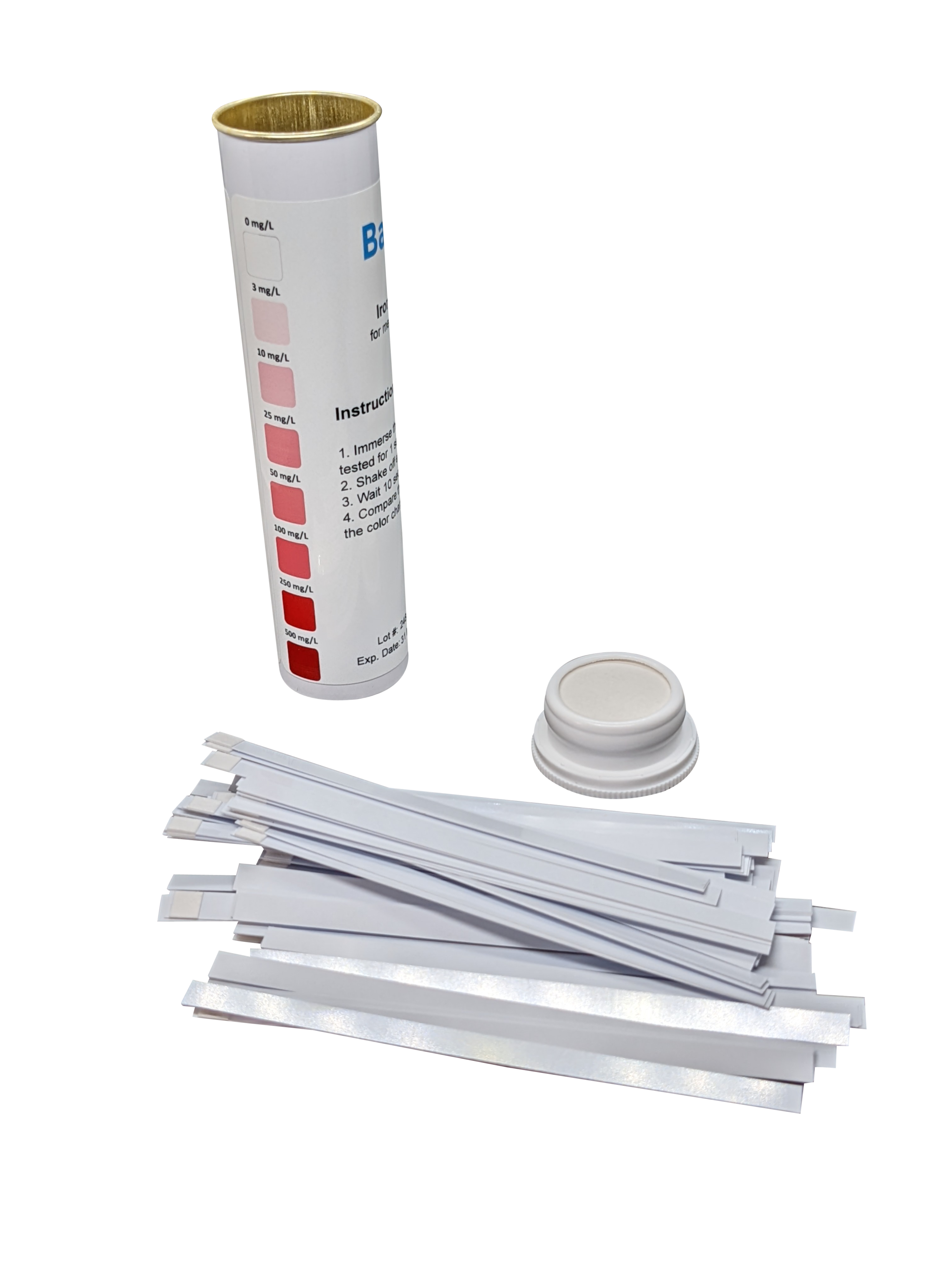 Iron Test Strips (0-500 PPM) for Measuring Aqueous Fe2+ Levels